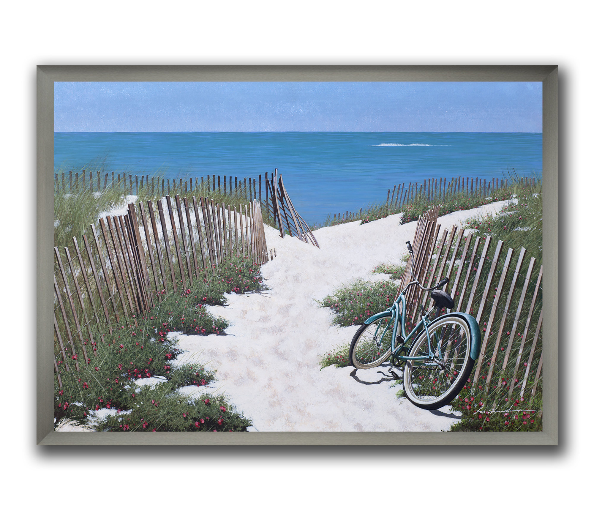 East Urban Home 'Beach Bike' Picture Frame Print on Canvas | Wayfair